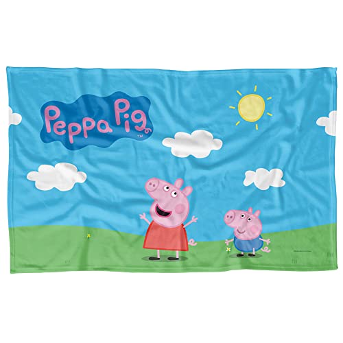 LOGOVISION Peppa Pig Blanket, 36"x58" Peppa and George Sunny Day Fleece Blanket