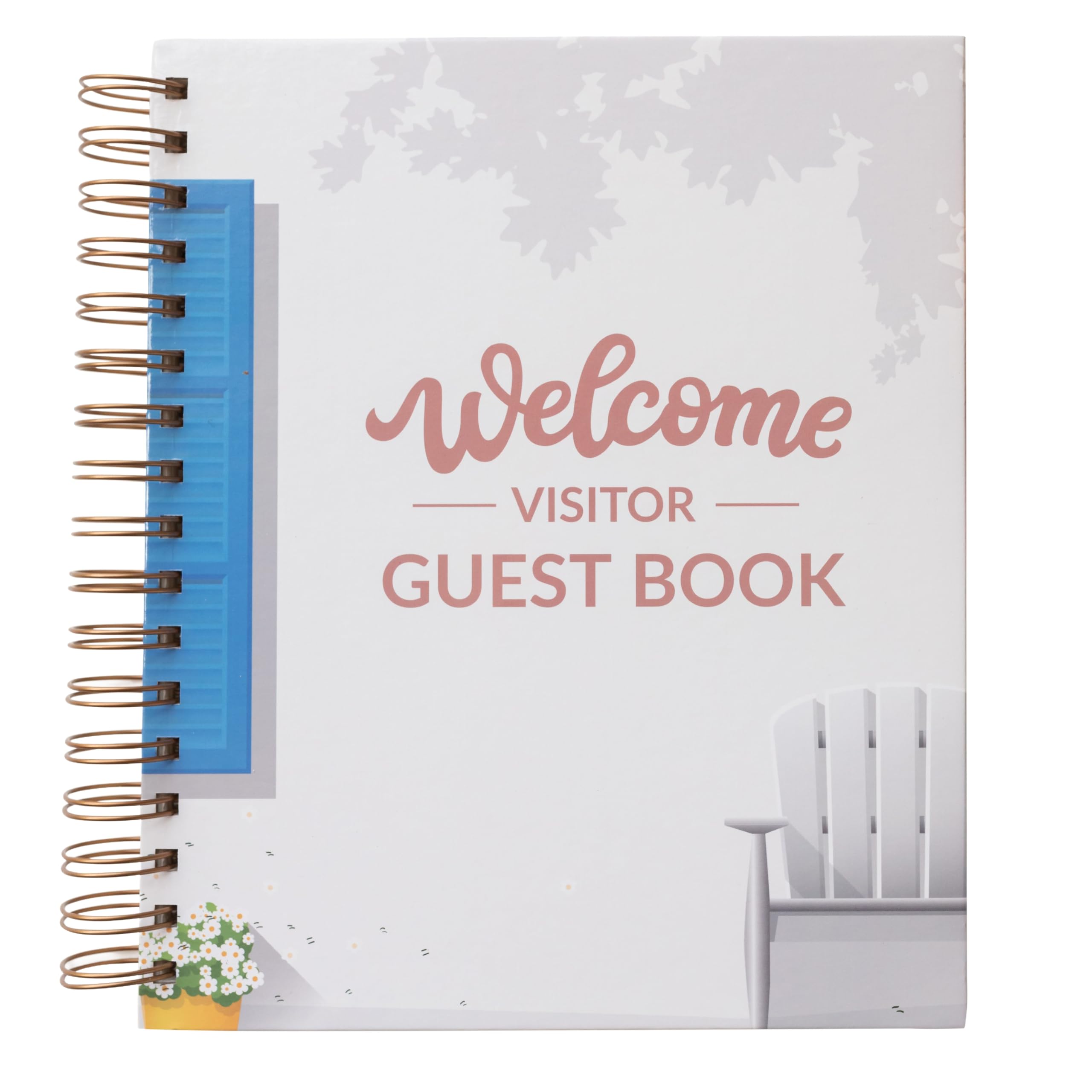 Paper 'n Such Guest Book for Vacation Home Visitors - Guestbook for Short Term Rentals, Vacation Rental, Beach House, Hosts Essentials, Spiral Hardcover Welcome Log - 200 Pages (White/Blue)