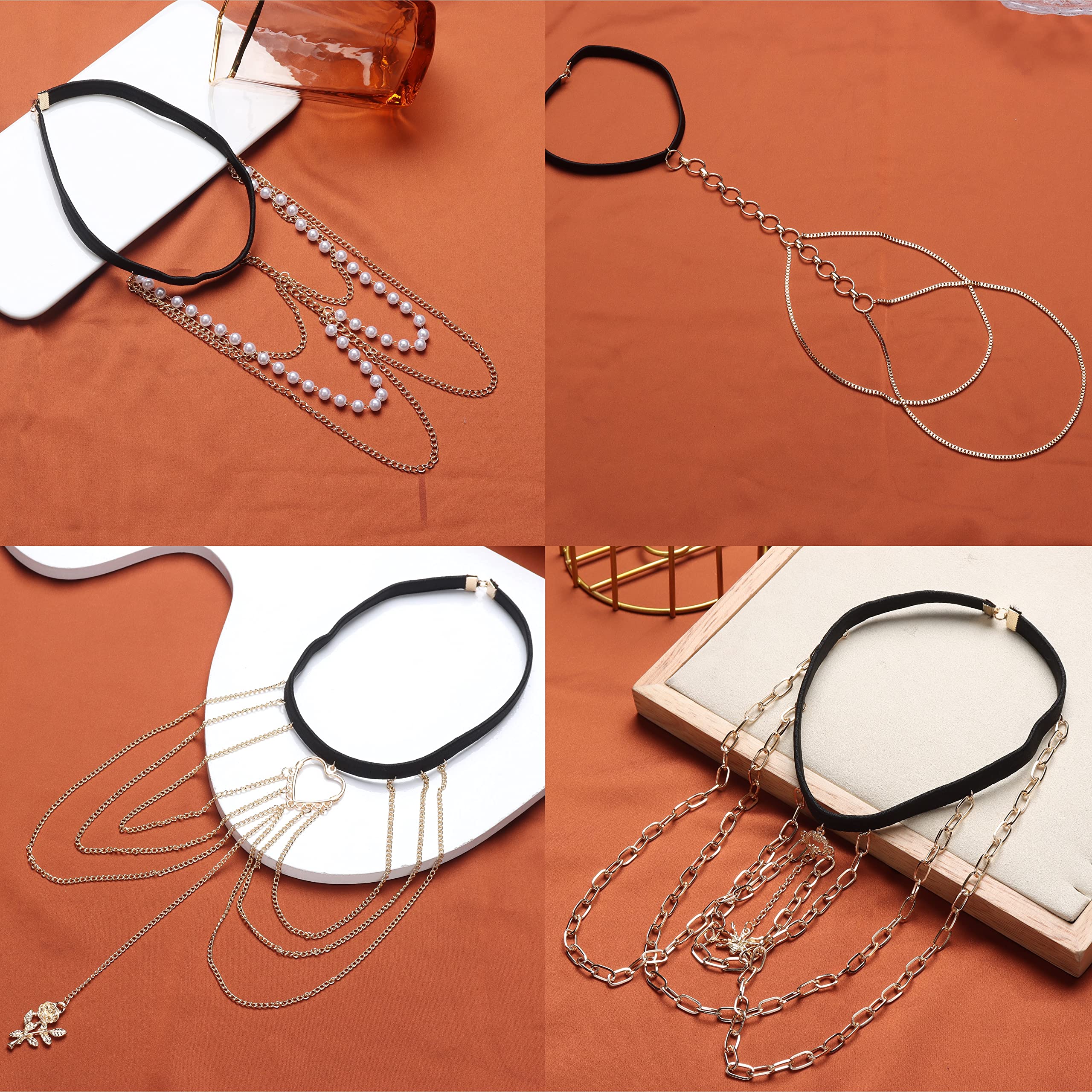 Florideco 9PCS Leg Chains Thigh Chain Jewelry for Women Snake Crystal Boho Layered Beach Body Chains Thigh Jewelry for Summer Gold