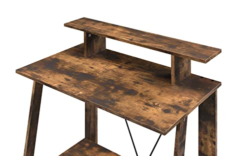 Moon Story Acme 32'' Small Desks for Small Spaces Corner Computer Desk for Bedrooms Writing Desk with Top and Bottom Shelves for Study Home Office(Oak)