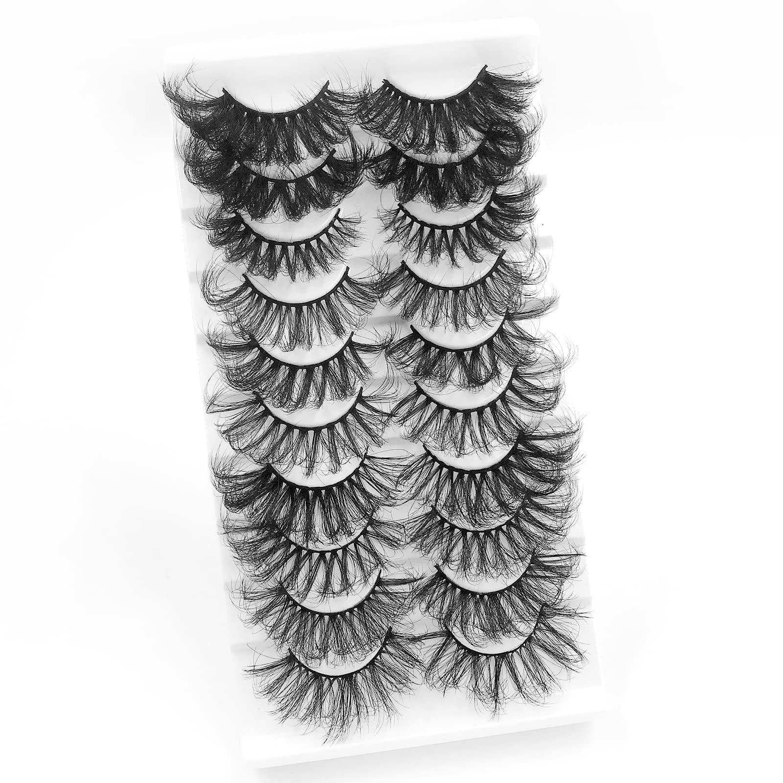 IFLOVEDEKD 10 Styles 25mm Lashes Dramatic Fake Eyelashes 10 Pairs False Eyelashes Thick Lashes Mink Fluffy Lashes 5D Lashes 25mm Mink Lashes Long Lashes Soft Strip Lashes Wispy False Lashes Pack