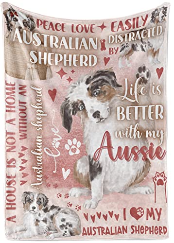 InnoBeta Australian Shepherd Gifts for Women, Best Aussie Blanket for Aussie Mom, Australian Shepherd Throw Blanket, 50 x 65 inch, Skin Friendly