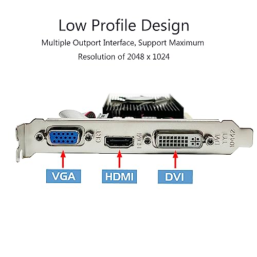 QTHREE GeForce 210 Graphic Card,1024 MB,DDR3,64 Bits,HDMI,DVI,VGA,589 MHz Core Frequency Desktop Video Card for PC Working,DirectX 10.1, OpenGL 3.3,PCI Express x16,Low Profile