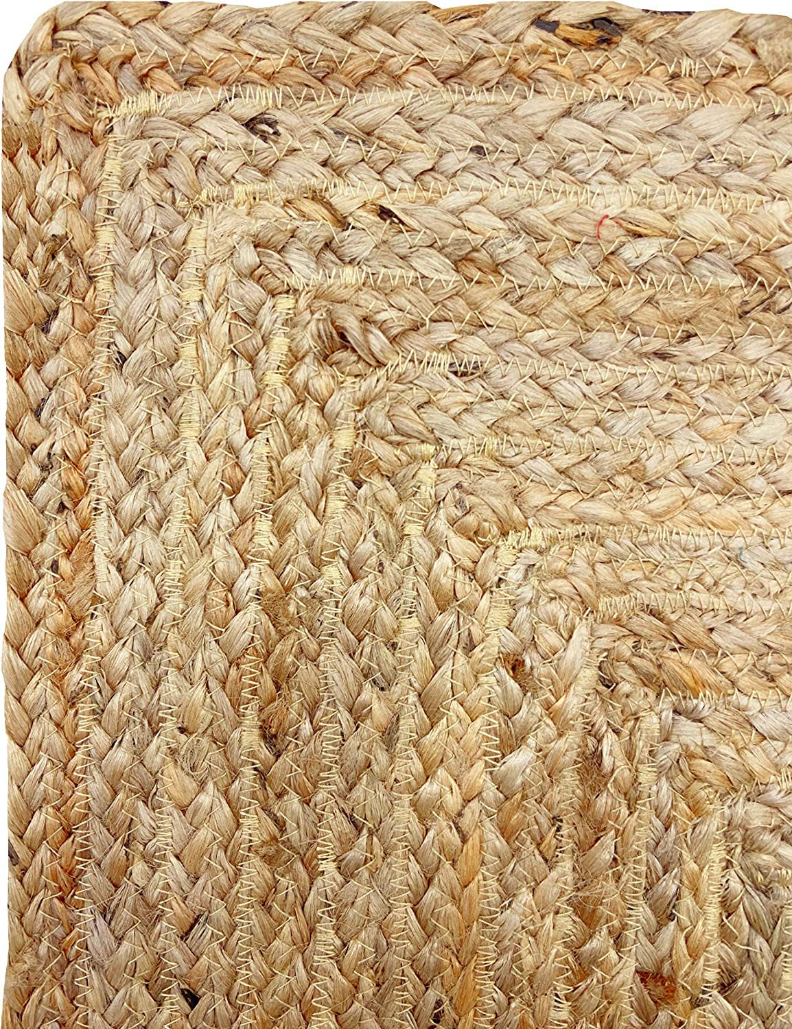 KEMA 3X5 Feet Handwoven Jute Braided Area Rug, Natural Yarn - Rustic Vintage Braided Reversible Rectangular Rug- Eco Friendly Rugs for Bedroom, Kitchen, Living Room, Farmhouse