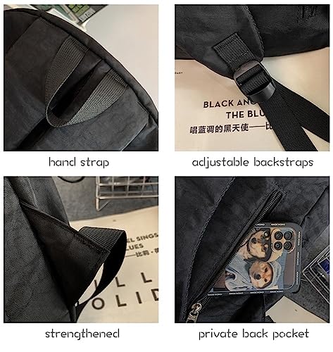 JHTPSLR Vintage Aesthetic Backpack Preppy Backpack Patches Stars Retro Stars Backpack Dark Academia Aesthetic Backpack (Black)