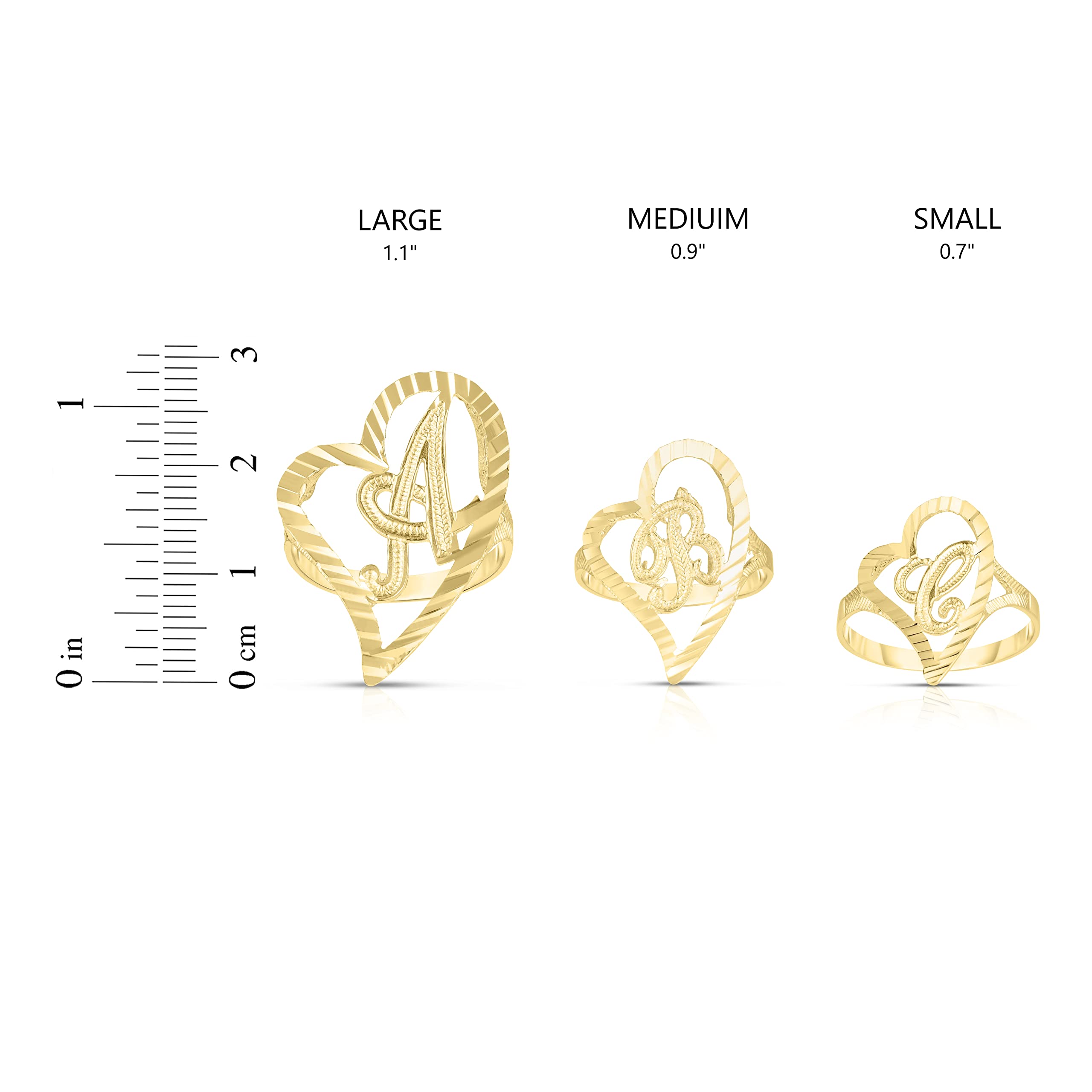 Floreo 10k Yellow Gold Cursive initial and Heart Ring, Letter J, Size 7.5 (Medium)