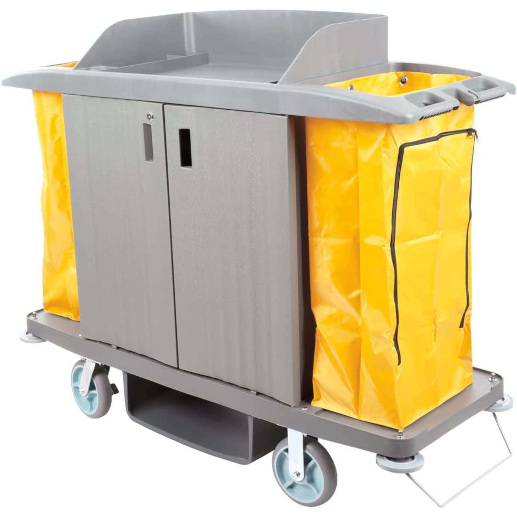 Housekeeping Cart/Lodging Hotel Large Locking Three Shelf Commercial Premium Housekeeping Cart with Hanging Bags Commercial Housekeeping Janitor Cart Cart Cleaning Carts On Wheels Hotel