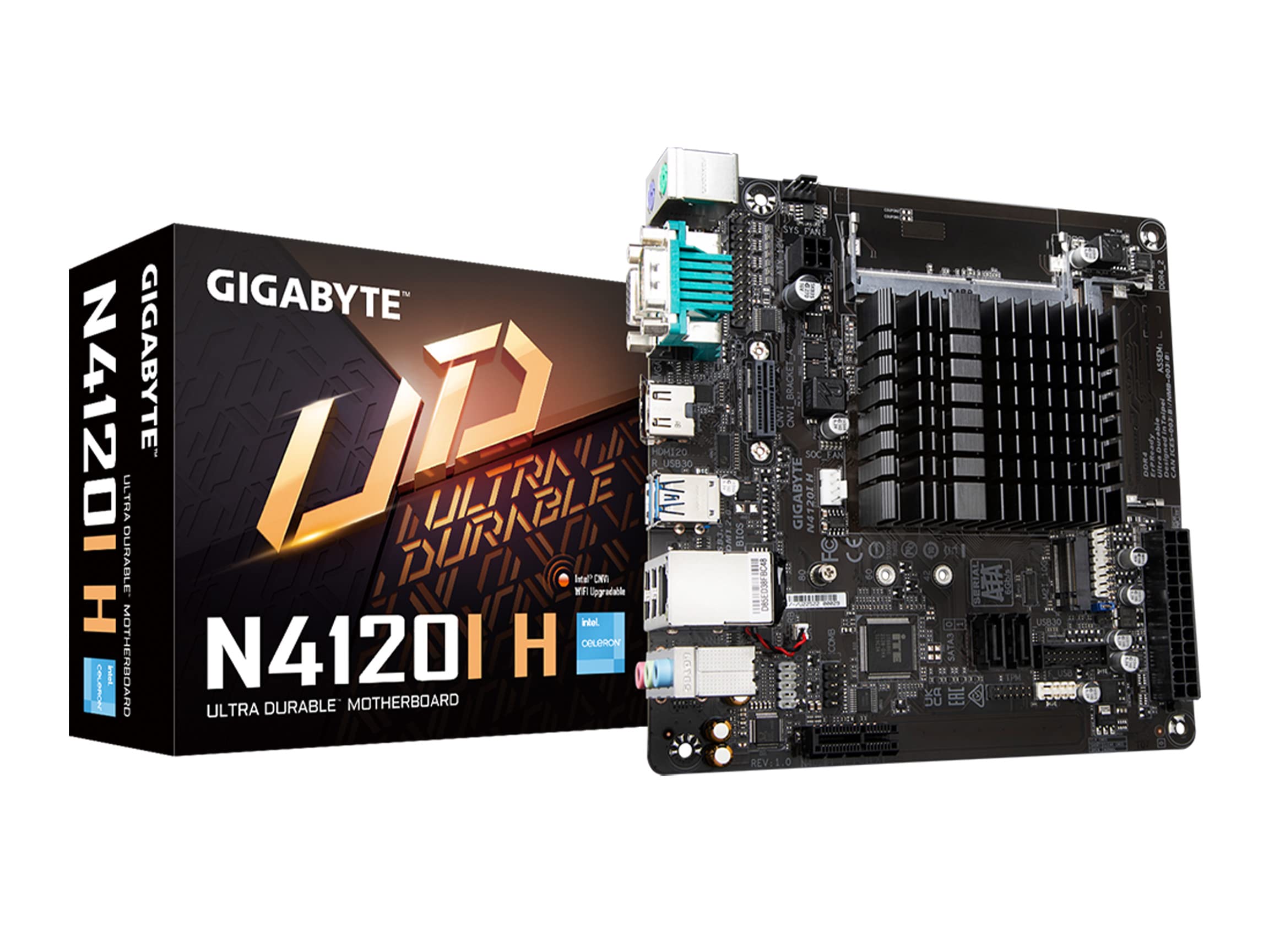 GIGABYTE N4120I H (SoC/Intel/ N4120/ Mini-ITX/DDR4/ Single M.2/ PCIe 2.0/ 2X USB 3.2 Gen1 Type-C/ 2X USB 2.0/ 1GbE LAN/Motherboard)