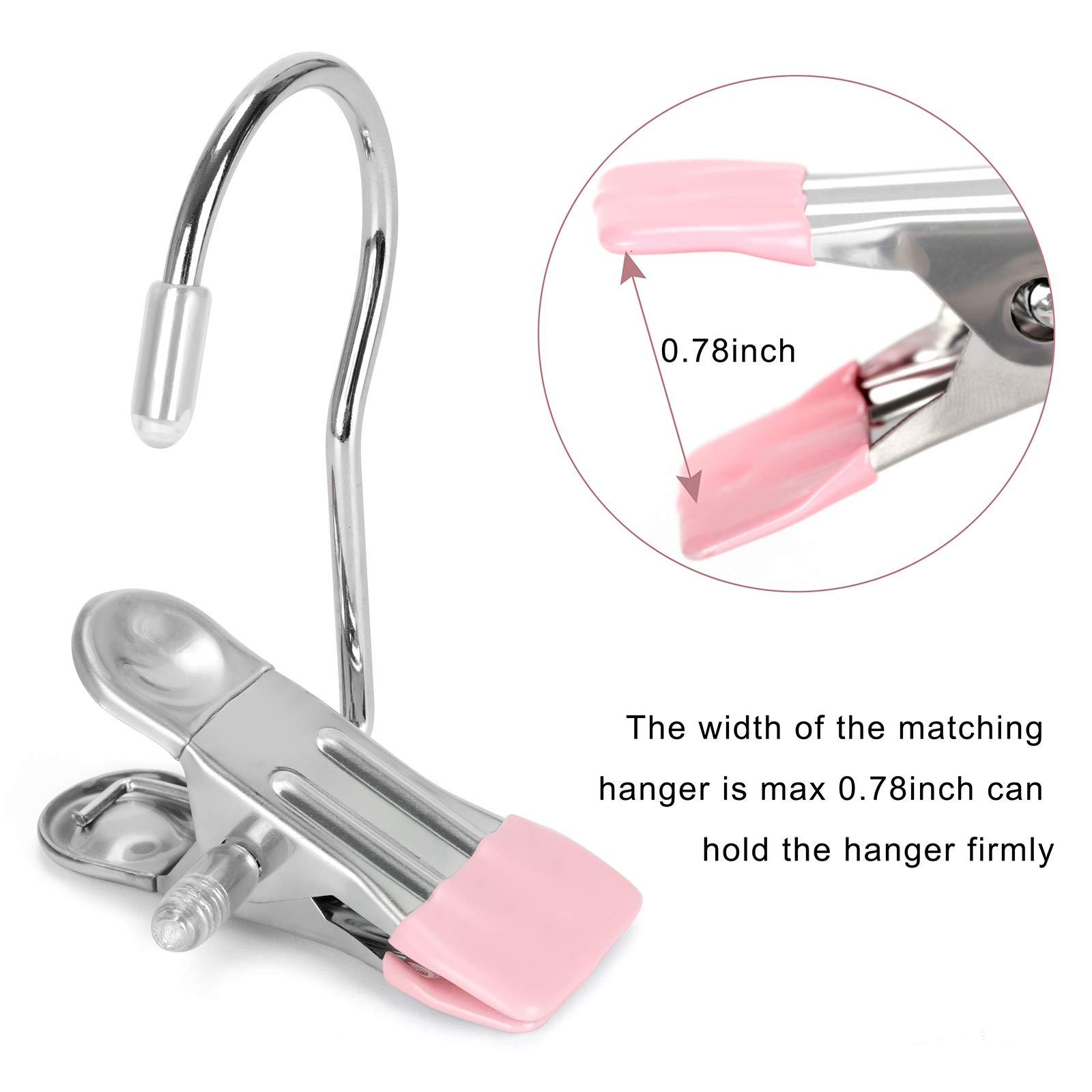 ODILCO 24Pack Boot Hanger Clips, Pink Hook Clips Hanger Clips Hold Hanging Clothes Pins Hooks - Portable Stainless Steel Home Travel Hangers Clips