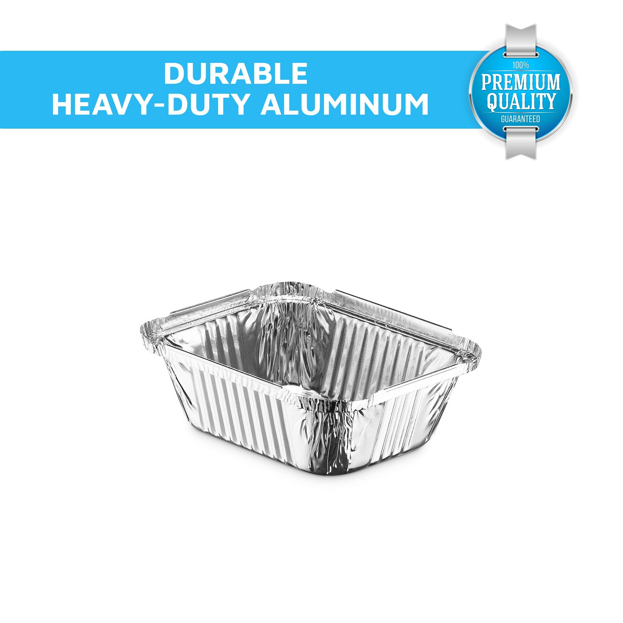 MontoPack Disposable Takeout Pans with Clear Lids | 1lb Capacity Aluminum Foil Food Drip Containers with Strong Seal for Freshness & Spill Resistance | Earth, Eco-Friendly & Recyclable 100Pack 5x4”