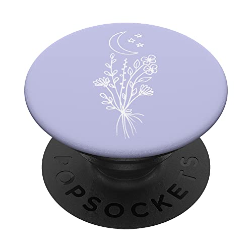 Purple-Lavender - Boho Moon Wildflower Floral PopSockets Swappable PopGrip