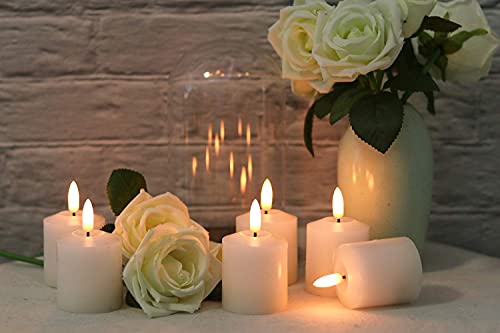 GenSwin Realistic Flameless Pillar Candles with Timer, White Flickering LED Battery Operated Real Wax 6 Pack(2 x 3.2 Inch)