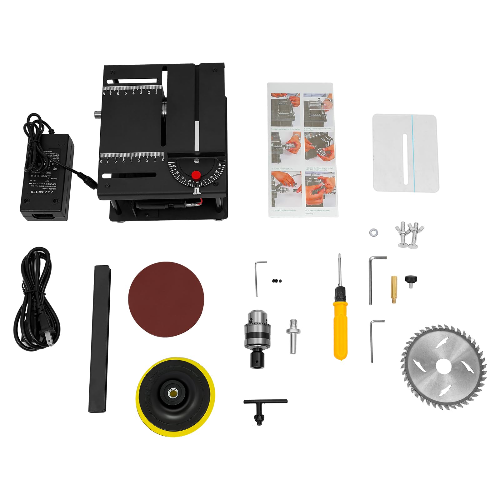 Mini Table Saw, 200W 8500RPM, Small Desktop Multi-Functional Cutting Bench for Precision Cut Metal Miniature Wood Plastic Acrylic