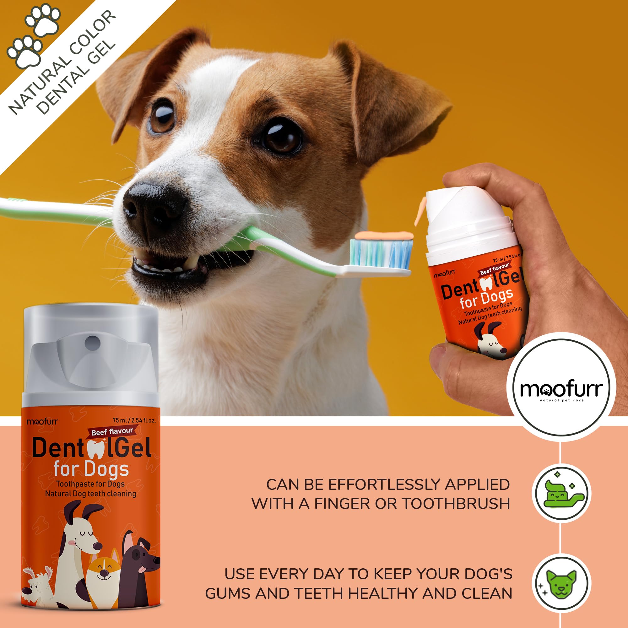 Moofurr Dog Toothpaste - Toothpaste with Beef Flavour I Against Tartar I Plaque Removal I Dental Care for Dogs