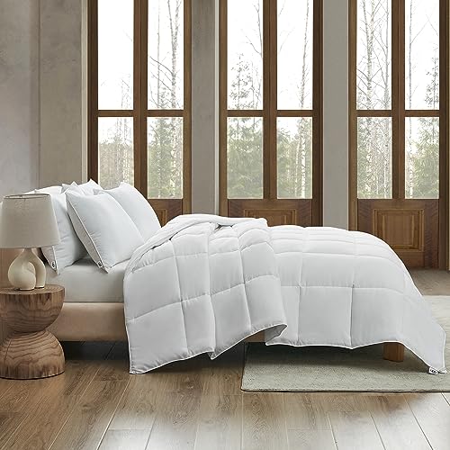 UGG 23742 Aimee Full-Queen Basic Comforter Hypoallergenic Lofty Fill Quilted Blanket Machine Washable 90 x 92-inch Box Stitched Down Alternative Comforters, Full/Queen, Bright White