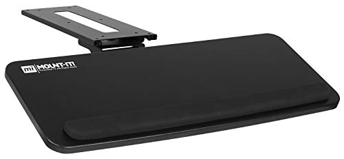 Mount-It! Adjustable Under Desk Keyboard Tray, Ergonomic Computer Keyboard and Mouse Platform with Wrist Rest Pad, Keyboard Slide Out Tray with Height, Tilt and Swivel Adjustment, Black (MI-7132)