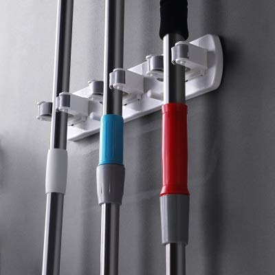 IHIPPO Broom Mop Holder Mop Broom Holder Wall Term Use Cleaning Tool Organizer Hooks for Home Garage Garden Tool Storage for Toilet Garage