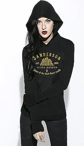 LYEIAO Halloween Fashion Hoodie for Women Halloween Hocus Pocus Tshirt Pumpkin Face Graphic Long Sleeve Top Pullover(Black4,M)