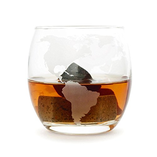 Etched Globe DOF 10 Oz Whisky Glasses, Old-Fashioned Liquor Glassware, Set of 2