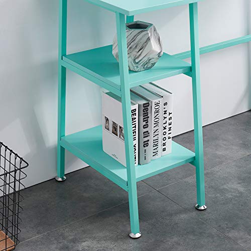 VECELO 43 Inch Computer Writing Home Office with 2 Tier Storage Shelves,Adjustable Feet/Waterproof,Simple Workstation, Blue Desk, 43"