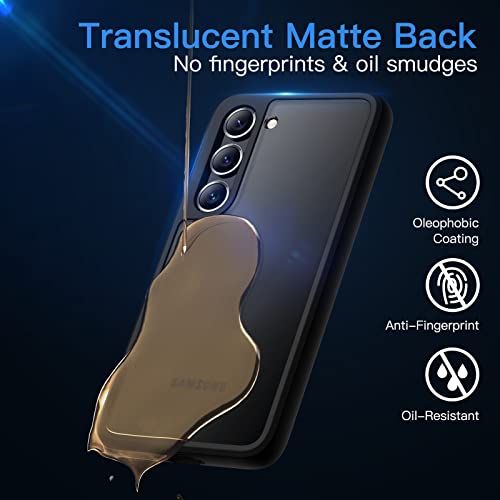 JETech 5 in 1 Matte Case for Samsung Galaxy S23+/ S23 Plus 6.6-Inch with 2 Screen Protector and 2 Camera Lens Protector, Translucent Back Protective Phone Cover, Tempered Glass Film (Black)