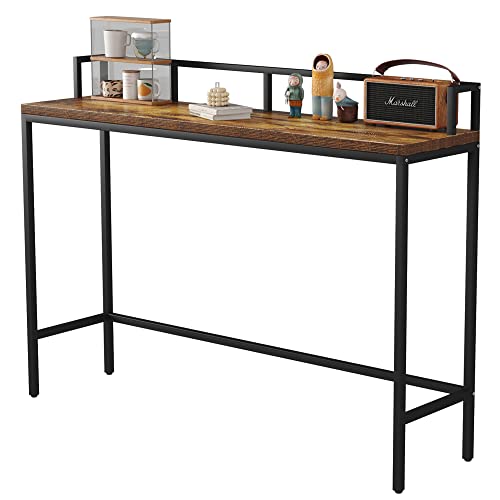Yusong 47" Long Sofa Table, Narrow Console Table Behind Couch, Tall Bar Tables Enterway Table, Small Skinny Foyer Table for Living Room Home Office Bar, Rustic Brown