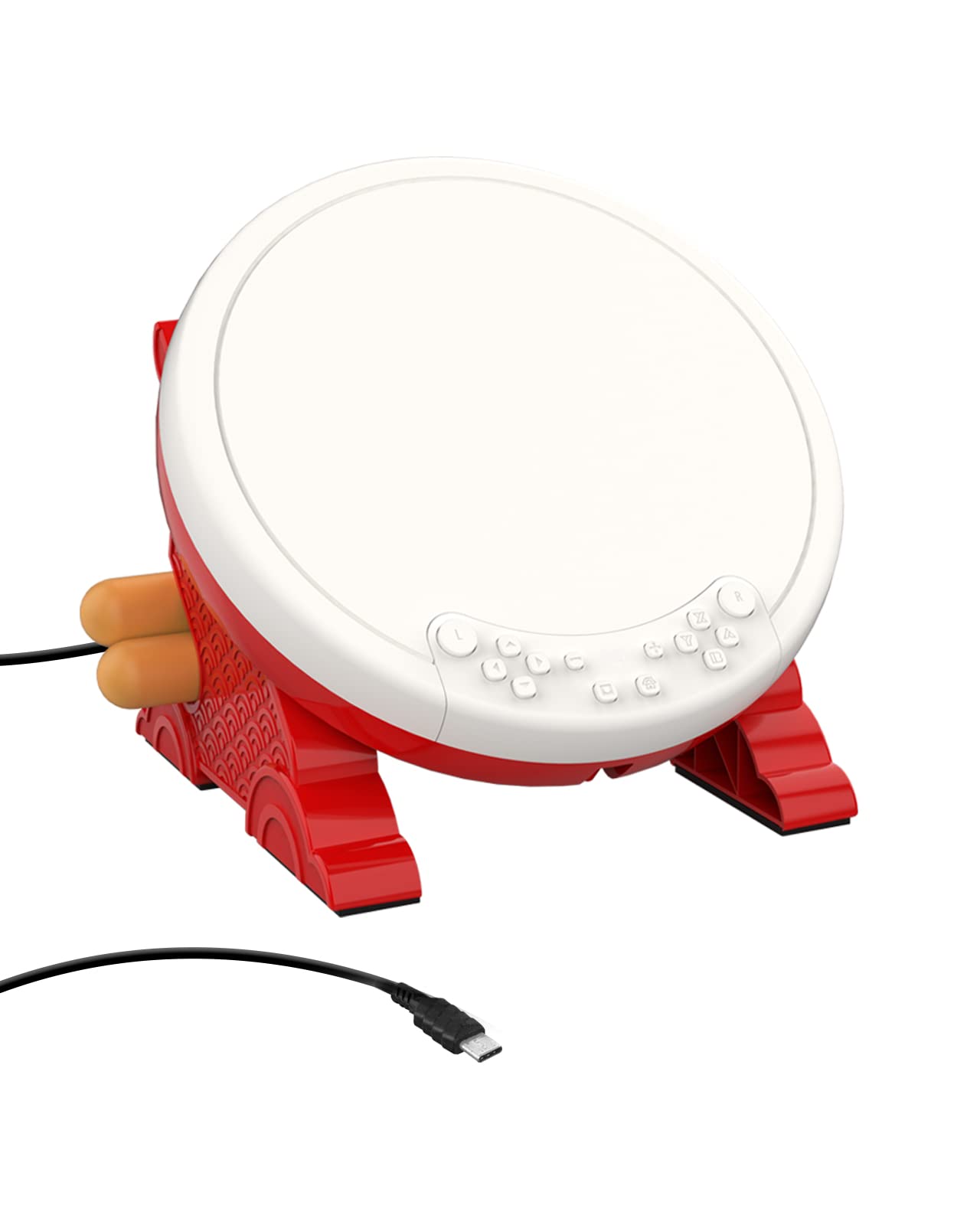 IINE Taiko Drum Controller for Nintendo Switch/PS4/PC,Bonus Two Drum Sticks,1.8m Wired Drum Controller for Taiko no Tatsujin Game Red