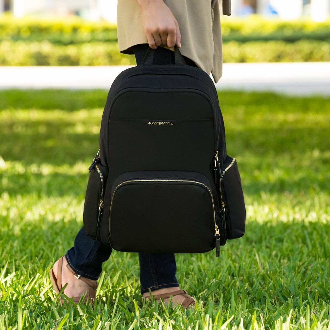 Ethan & Emma Baby Diaper Bag Backpack-Durable for Travel, Extra Storage -Black