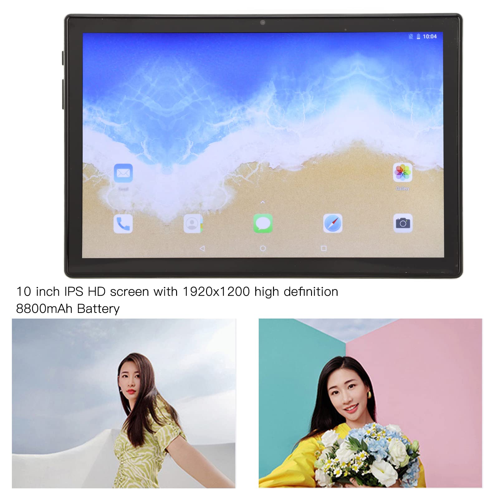 HD Tablet, 10 Inch 1920x1200 IPS Display Screen Green Calling Tablet 6G RAM 128G ROM 2.4G 5G WiFi and BT5.0 Connection PC Tablet for 12 100 to 240V