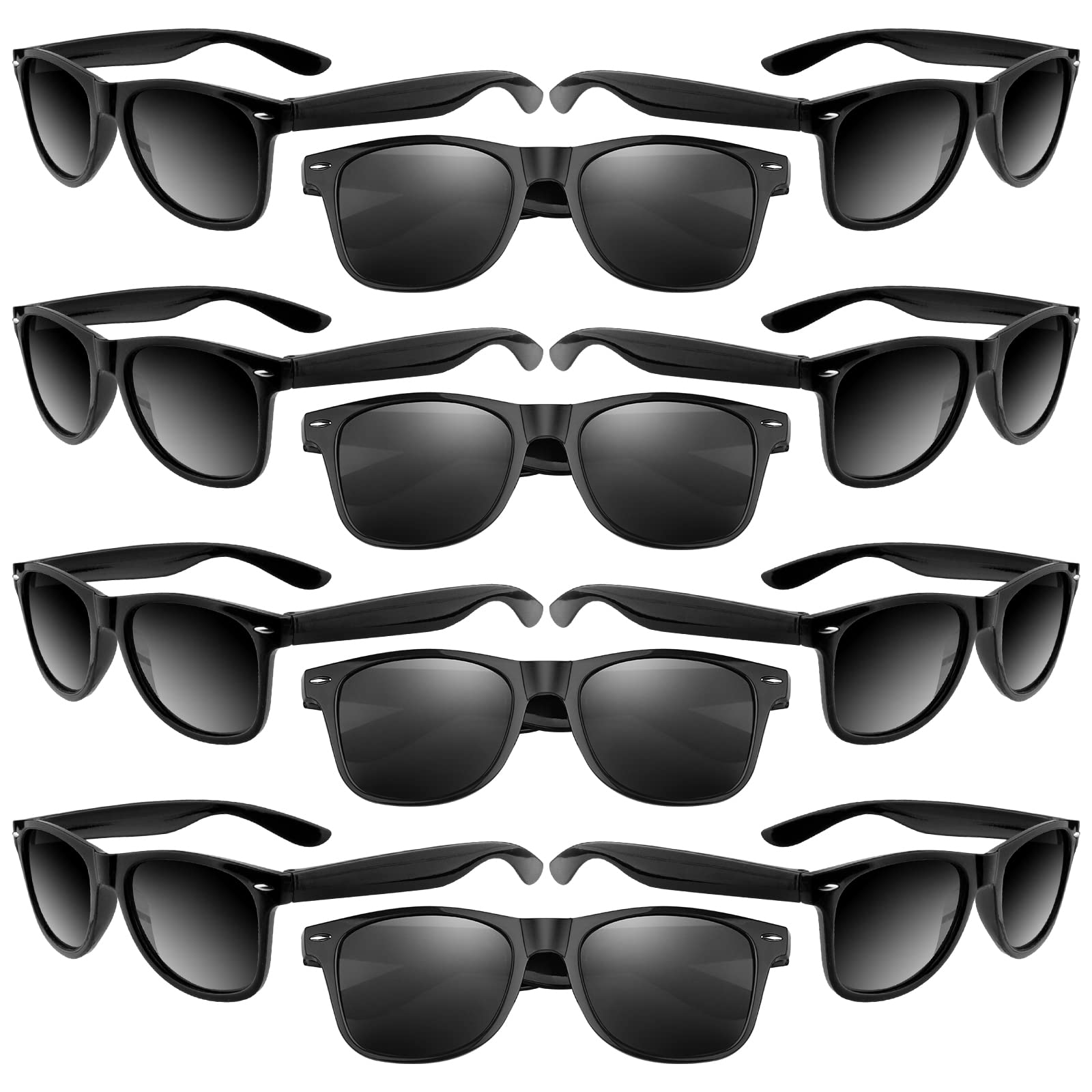 Morcheiong 12 Pack Party Sunglasses in Bulk for Birthday Summer Party Goody Bag Fillers Favors (Black)