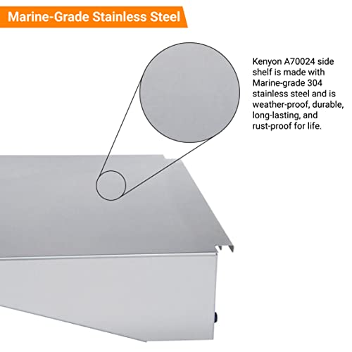 Kenyon A70024 Side Table for Grill Cart, Marine-Grade Stainless Steel Grill Accessory for Use Indoors and Outdoors, Provides Extra Space On The Grill, Easy to Attach and Remove