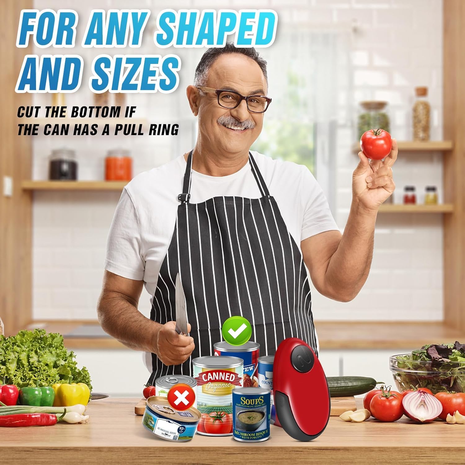 FlyBanboo Electric Can Opener, Hands Free Automatic Can Opener with Smooth Edges Safe Battery Operated Operation Restaurant Kitchen Gadget Gift for Chefs, Housewives and Senior with Arthritis