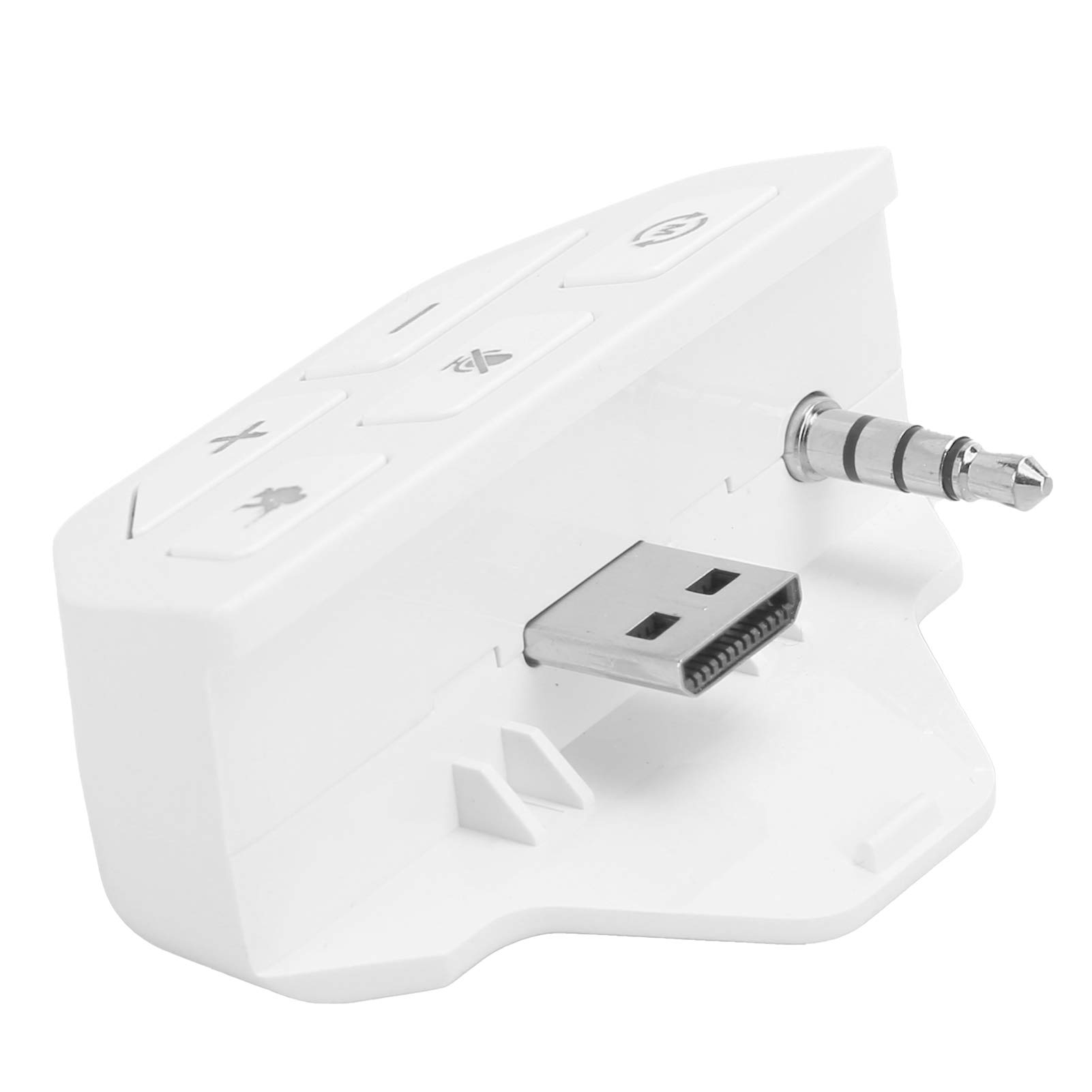 Focket Stereo Headset Adapter for One Controller, 3.5mm USB Audio Adapter Stereo Headphone Converter Gamepad Headset Adapter, Sound Enhancer for Controller Headset Adapter (White)