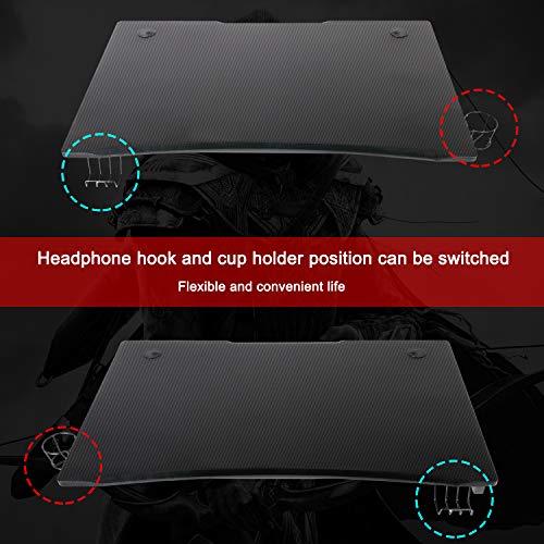 LYNSLIM Ergonomic Gaming Desk – 42” K Shaped Computer Table for Home Office Gamer Workstation with 2 Headphone Hooks and Cable Management (Black)