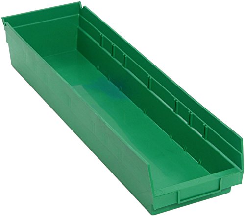 Quantum Storage Systems QSB106GN 8-Pack 4" Hanging Plastic Shelf Bin Storage Containers, 23-5/8" x 6-5/8" x 4" , Green