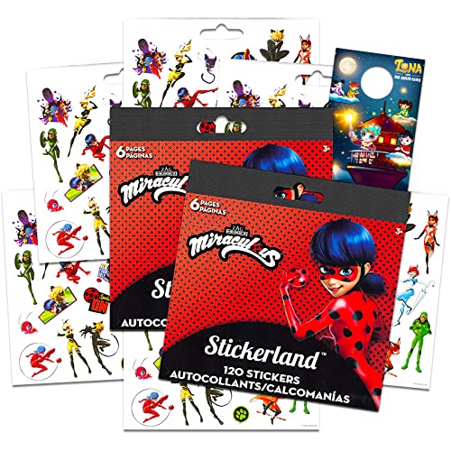 Zagtoon Miraculous Ladybug Sticker Set - Party Supplies Bundle with 240 Miraculous Ladybug Stickers for Kids, Girls Plus Door Hanger (Miraculous Ladybug Crafts)