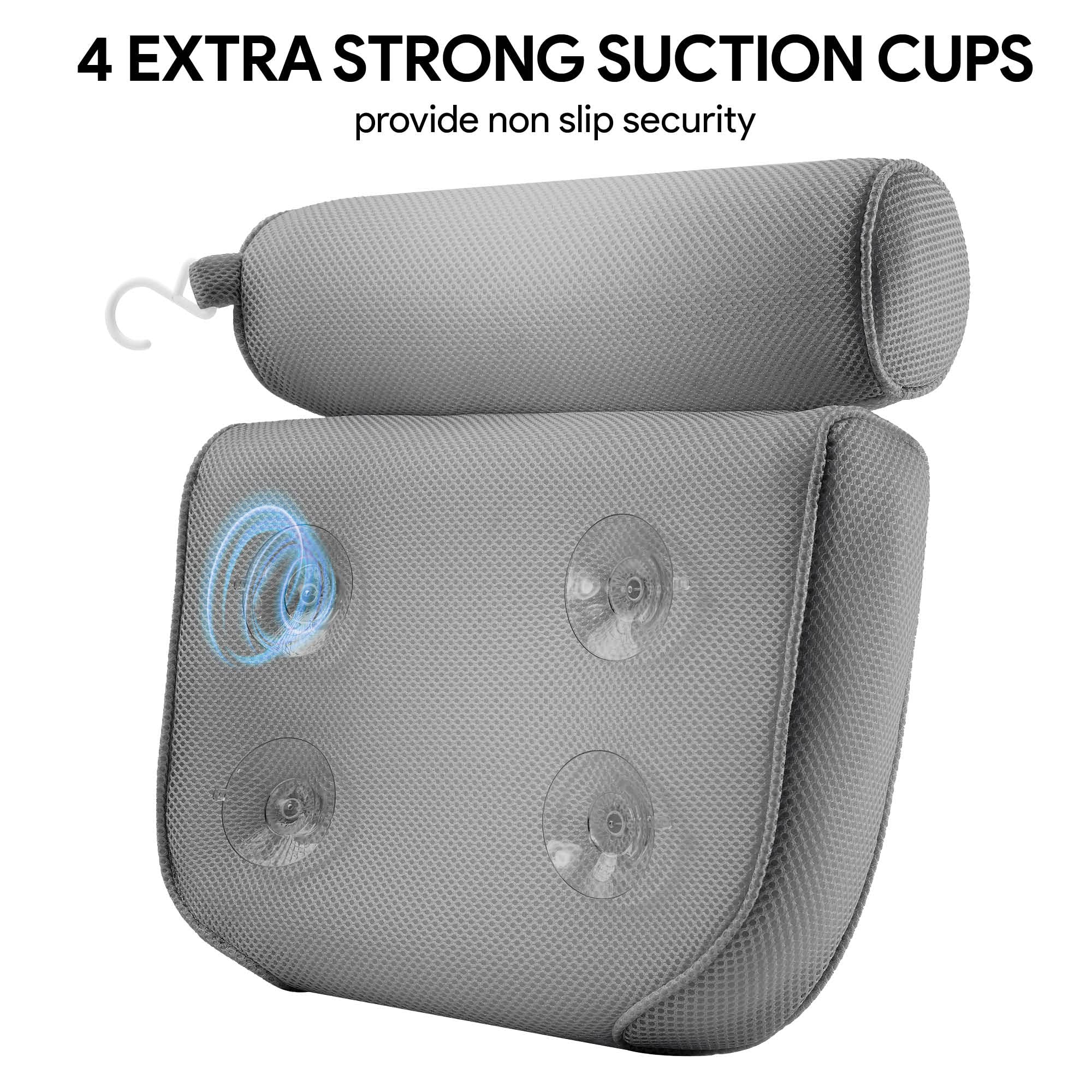 PEULEX Comfort Bath Pillow for Tub, Bath Pillow for Neck Back Support with Strong Suction Cups & Hook, Soft Bath Pillow for Luxury Bath, Hot Tub Bathtub Pillow Made with Soft Mesh, Great Gift for Wife