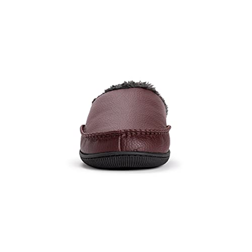 MUK LUKS Men's Faux Leather Clog Slipper, Brown, 8-9