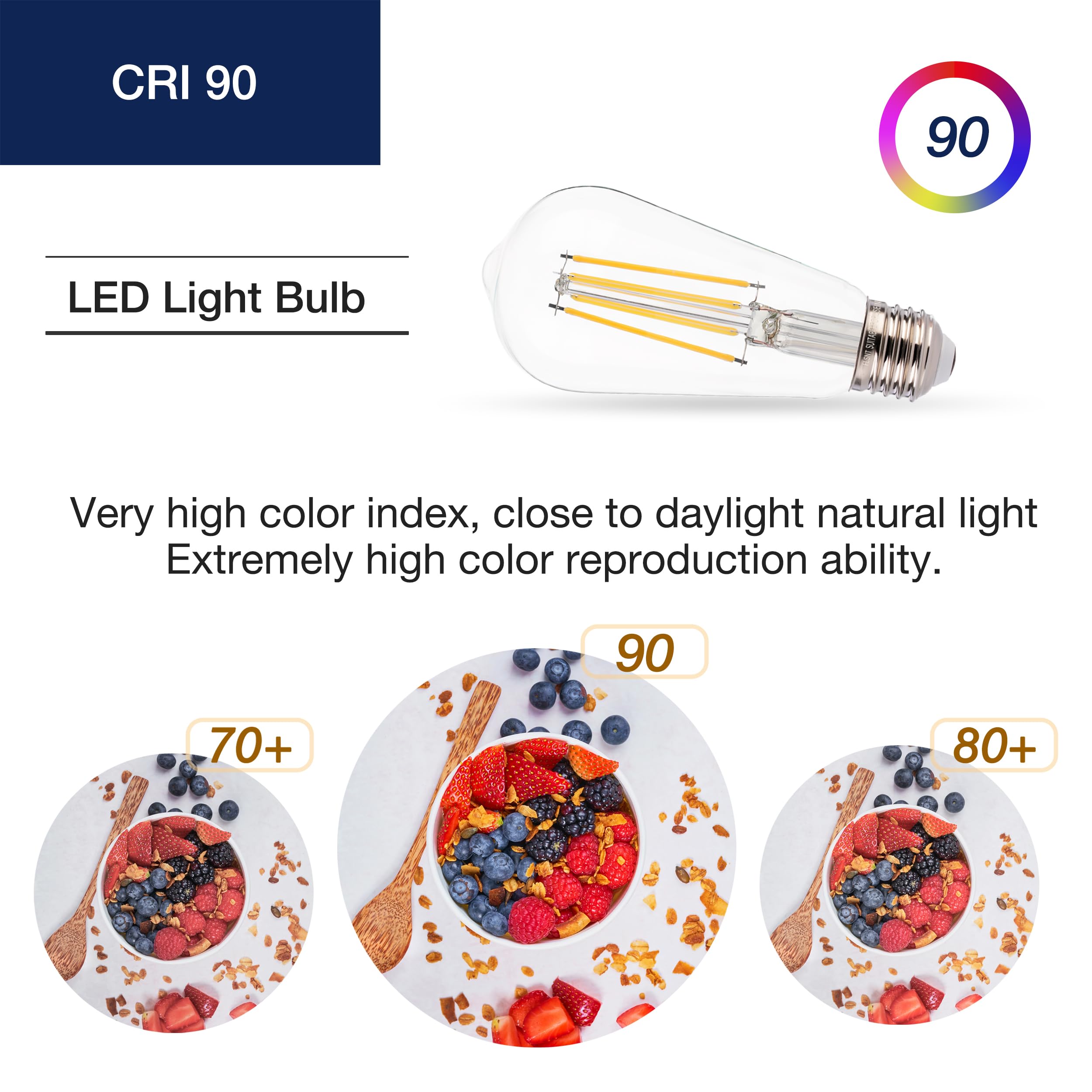 FLSNT 60 Watts Equivalent LED Edison Bulbs, 6W ST19 Dimmable Vintage LED Light Bulb for Sputnik Chandelier, 2700K Soft White, E26 Base, 8 Pack