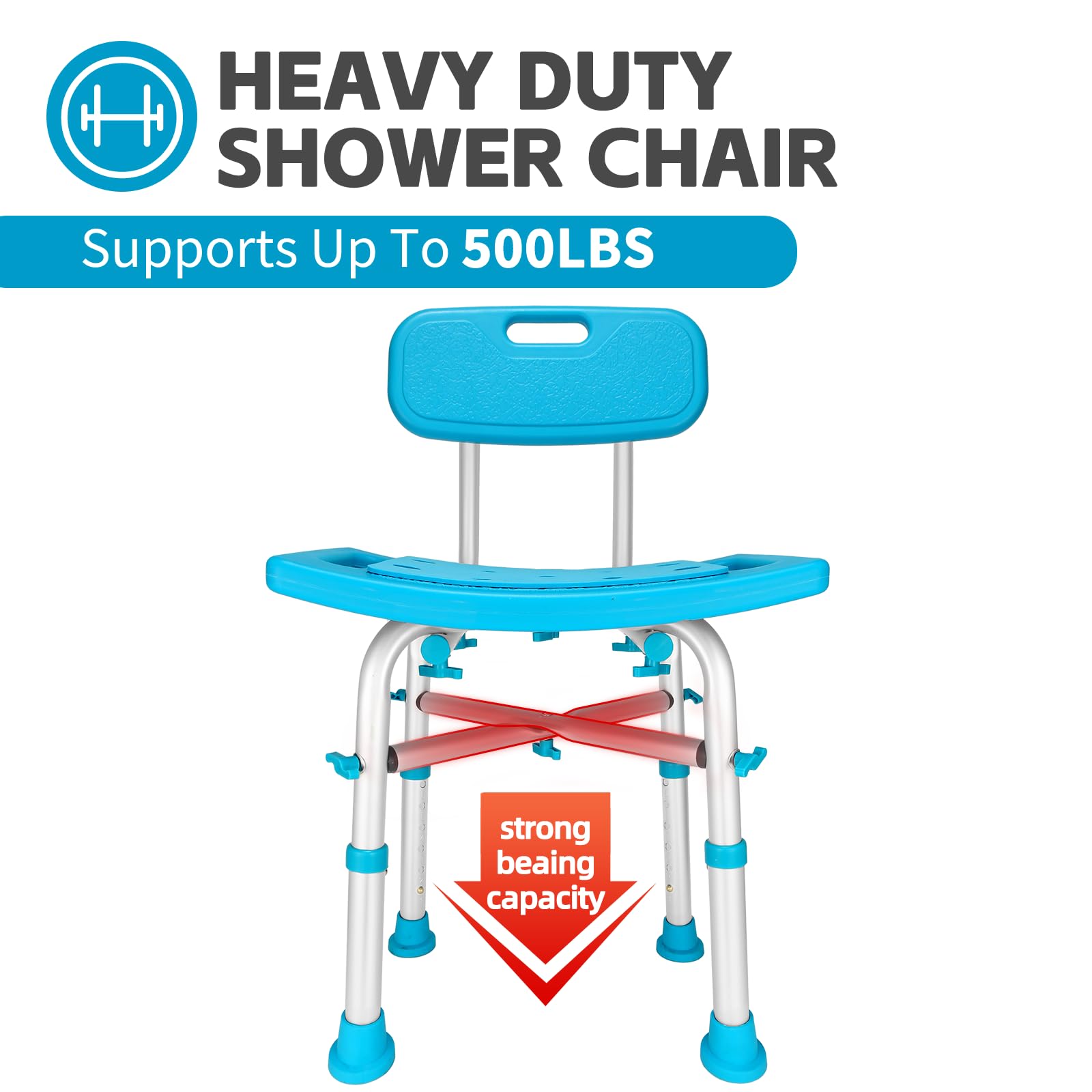 Gillion Heavy Duty Shower Chair with Back 500Lbs, ๐
๐ซ๐๐ ๐๐ก๐จ๐ฐ๐๐ซ ๐๐๐ซ๐ฎ๐๐๐๐ซ ๐๐ฎ๐ง๐๐ฅ๐๐ฌ, Tool-Free Bathtub Stool Shower Bench Seat with EVA Pad for Elderly Senior Handicap Disabled
