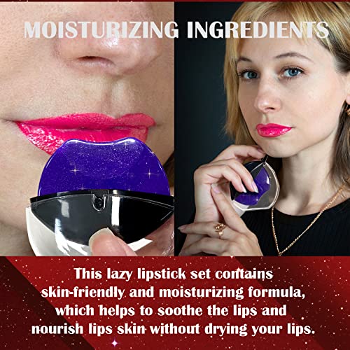 DAGEDA 3 Colors Lazy Lipstick, Pearl Lipstick Magic Color Changing Lipstick, Labiales Magicos Long Lasting Moisturizing Lipstick, Not Fade Lip Shape Lipstick for Lazy People(Color A)