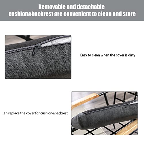 INZOY Mid Century Modern Love Seat Sofa with Removable Backrest and Cushion, Uplostered 2 Seat Office Couch for Small Place Bedroom, Metal Frame and Slight Adjustable Feet, Easy to Clean, 44" W Grey
