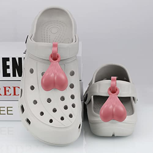 MSEHKM Shoe Nuts/Charms/Balls for your Crocs- Set of 2, Distinctive Funny Shoe Accessories, Noticeable Shoe Clips! Christmas Gifts! Interesting Birthday gift for Men! (Pink Nuts)