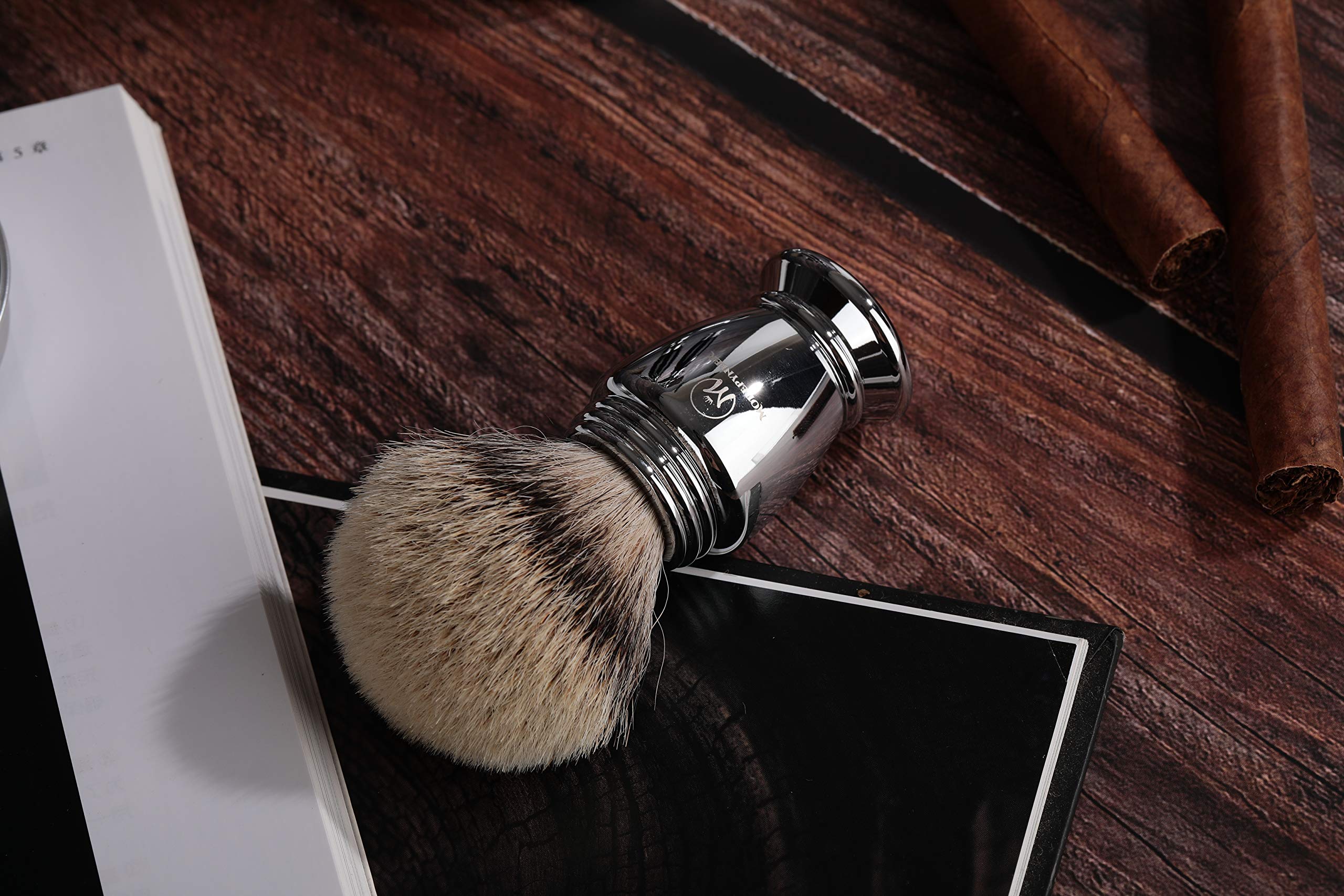 DALIYREPAL Liphontcta 100% Pure Badger Hair Shaving Brush Stainless Steel Metal