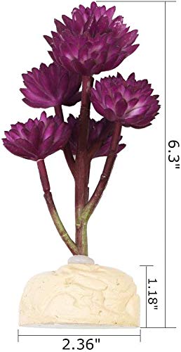 KERUIDENG Reptile Plants Artificial Terrarium Plants Reptile Plastic Plants for Reptile Habitats with Base -Purpleā¦