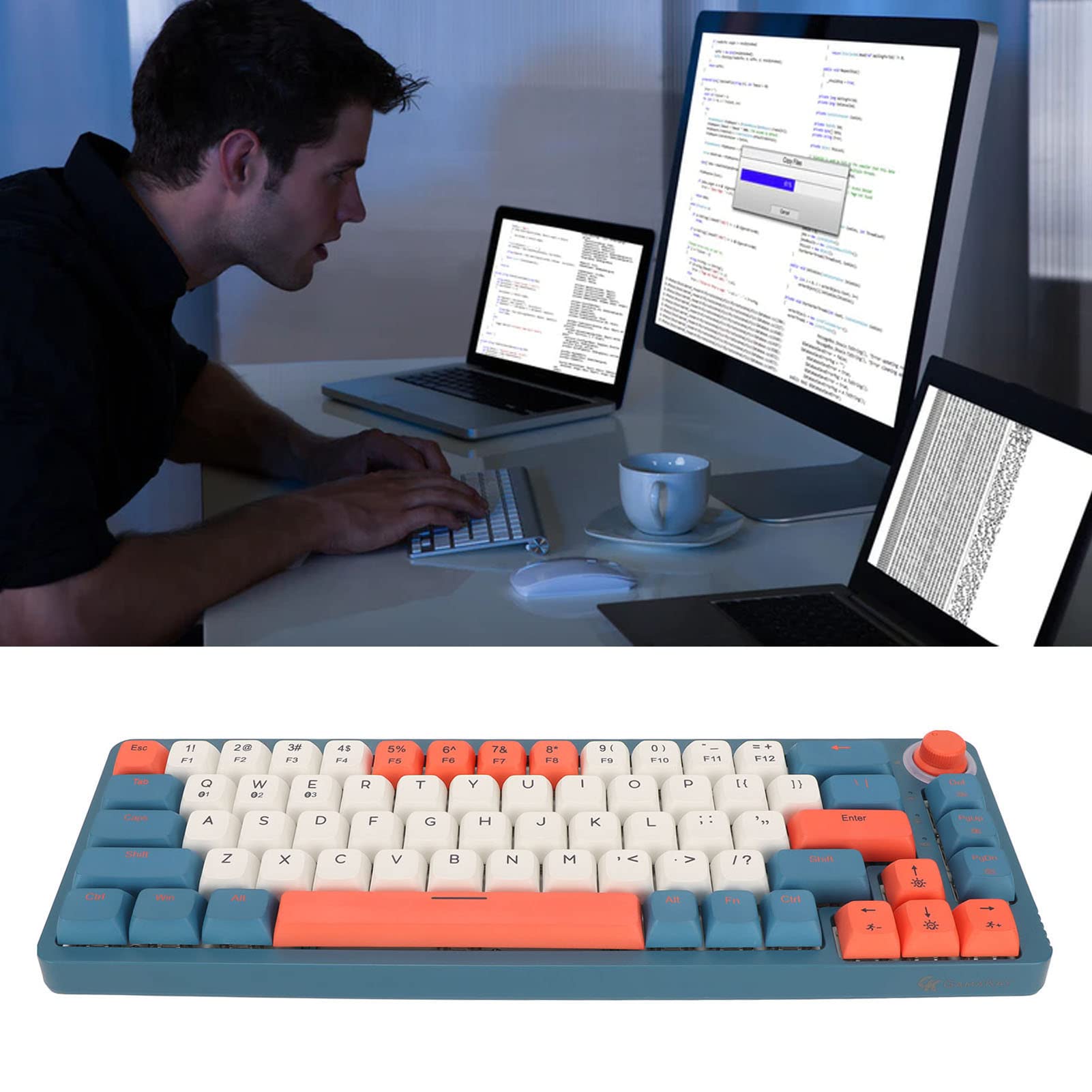 FOFY Gaming Keyboard, 67 Keys Mechanical Keyboard LK67 USB C Wired PBT XDA Keycaps Comfortable Touch for Gaming for Daily Use (Yellow Switch)