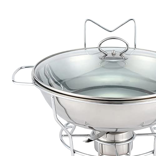 MagiDeal Round Buffet Chafer Multifunction with Lids 3.5L Portable Large Capacity Warming Tray Serving Tray Holder Chafing Dish for Catering Parties