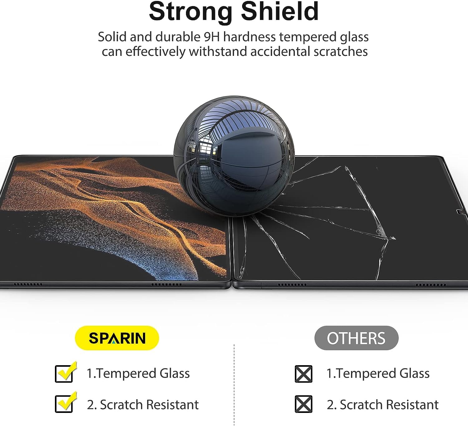 SPARIN [2 Pack Tempered Glass Screen Protector for Samsung Galaxy Tab S9 Ultra/S8 Ultra 14.6 Inch 2023/2022 with Alignment Tool, 9 Hardness HD Anti-Scratch/Case Friendly