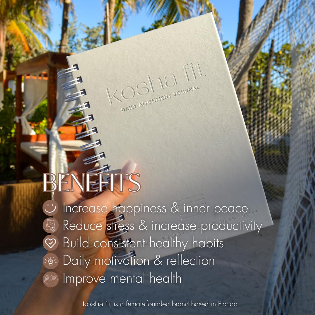Daily Alignment Journal: Habit Tracker, Mindfulness Journal, Hourly Planner | Happiness & Productivity | Undated Hardcover Spiral Planner, White Journal for Mental Health - Wellness Gift Ideas