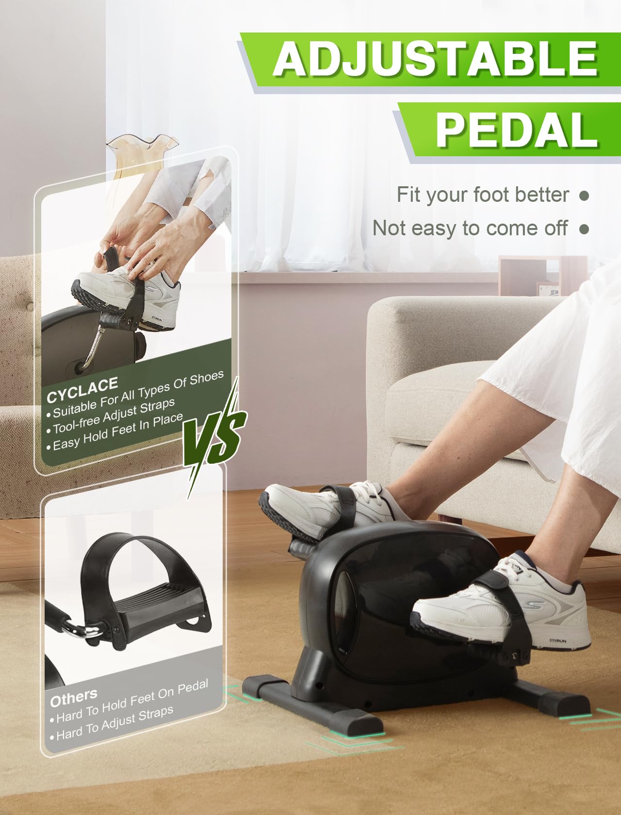 Cyclace Under Desk Bike Pedal Exerciser for Arm/Leg Exercise - Portable Mini Exercise Bike Desk Cycle, Leg Exerciser for Home/Office Workout